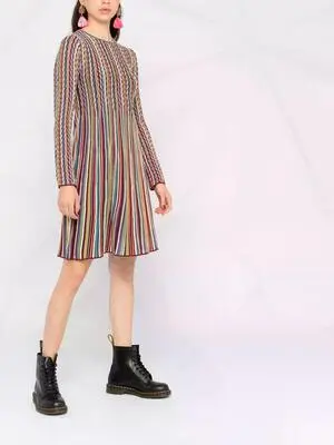 Missoni Long Sleeve Vertical Stripe Mini Dress