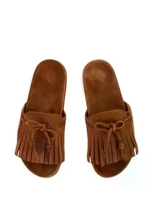 ANCIENT GREEK SANDALS Amfiliki Fringed Suede Slides