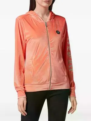 Philipp Plein Logo Detail Velour Hoodie - Pink