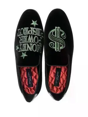 Philipp Plein Money Velvet Loafers
