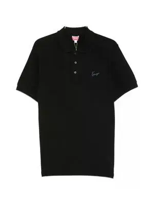 Kenzo Logo-embroidered Piqué Polo Shirt - Black
