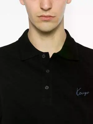 Kenzo Logo-embroidered Piqué Polo Shirt - Black
