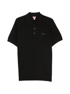 Kenzo Logo-embroidered Piqué Polo Shirt - Black