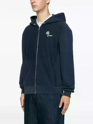 Kenzo Floral Print Zip-up Hoodie - Blue