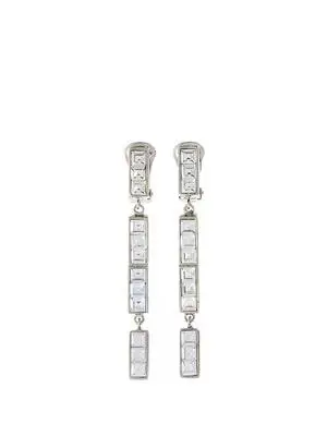 Alessandra Rich Crystal Pendant Drop Earrings - Silver