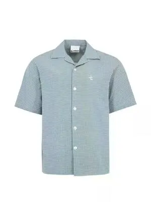 LE PERE Gingham-check Camp-collar Shirt Blue