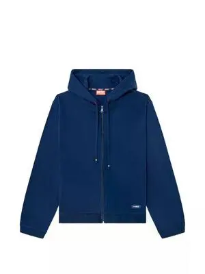 DIESEL® Cotton Zip-up Hoodie With Logo Detail - Blue