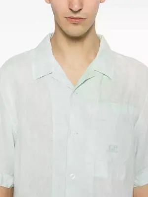 C.P. COMPANY Linen Boxy Short Sleeve Button Shirt