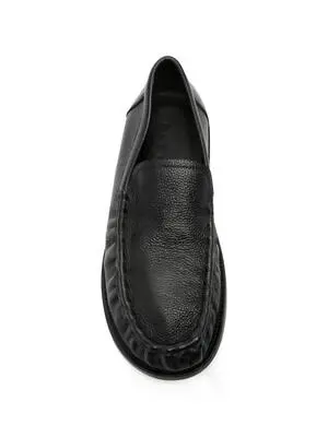 PAURA Grained Leather Gathered Loafers