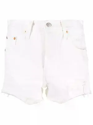 LEVI'S Levi's 501 Distressed White Cotton Denim Shorts