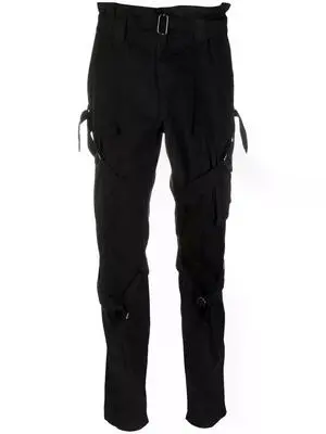 DIESEL® Belted Waist Trousers With Decorative Buckle Detail - Black