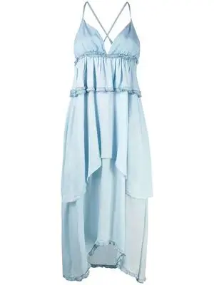 Pinko Agatha Ruffled Tiered Midi Dress - Blue