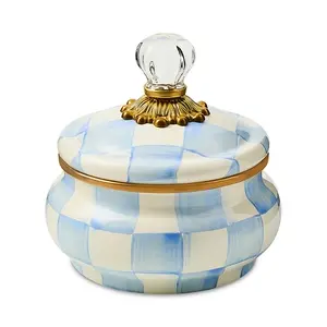 MACKENZIE-CHILDS Check Squashed Pot - Sky