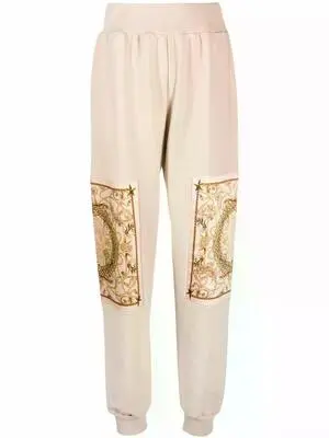 Philipp Plein Beige Cotton New Baroque Print Joggers
