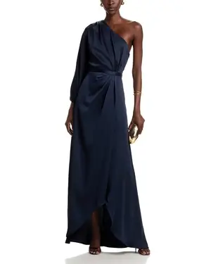 Ramy Brook Opal One-shoulder Gown - Navy