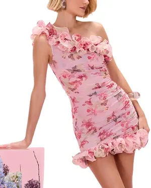PatBO Orchid Bloom One Shoulder Dress