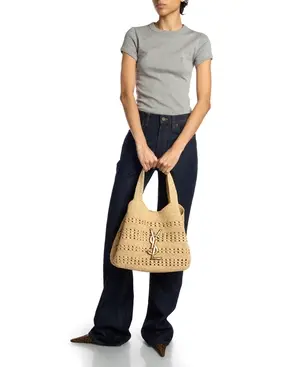 Saint Laurent Icare Raffia Tote Bag - Natural