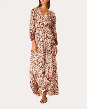 Natalie Martin Kate Floral Gathered Wrap Maxi Dress - Multicolor