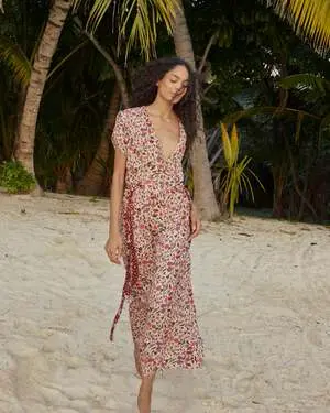 Natalie Martin Monica Floral V-neck Maxi Dress - Multicolor