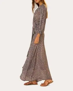 Natalie Martin Kate Floral Gathered Wrap Maxi Dress