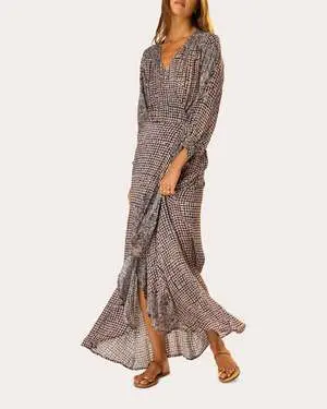 Natalie Martin Kate Floral Gathered Wrap Maxi Dress