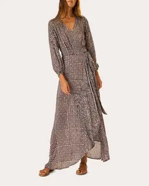 Natalie Martin Kate Floral Gathered Wrap Maxi Dress