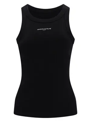 Maison Kitsuné Ribbed Logo Tank Top