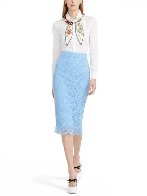 Dolce & Gabbana Lace Pencil Skirt - Azure
