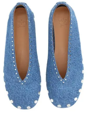 GANNI Ballerina Jenny Flat - Denim