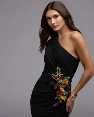 Mac Duggal One Shoulder Beaded Gown