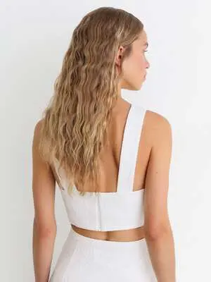 REISS Tara Cotton-blend Jacquard Crop Top