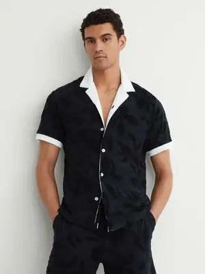 REISS Zuma Towelling-jacquard Tipped Shirt