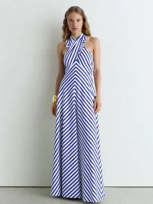 REISS Luna Striped Halterneck Maxi Dress