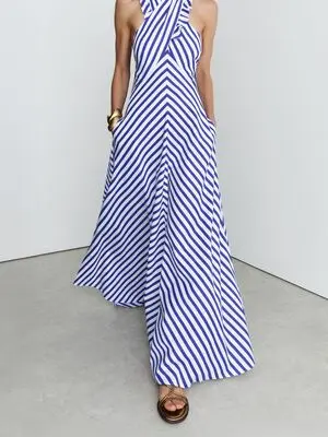 REISS Luna Striped Halterneck Maxi Dress