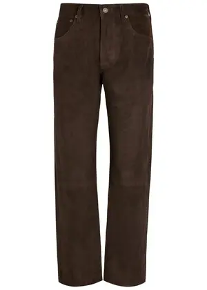 Citizens Of Humanity Winslow Straight-leg Suede Trousers - Brown