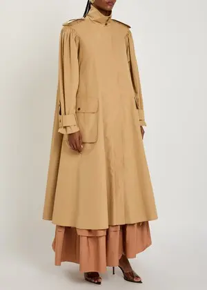 Chloé Scarf-effect Cotton-poplin Trench Coat - Beige