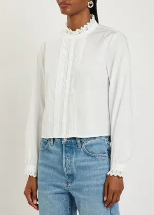 FRAME Keepsake Broderie Anglaise Cotton-poplin Blouse