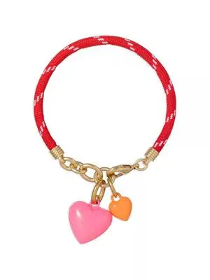 ROXANNE ASSOULIN Happy Cord Double-heart Pendant Bracelet - Red