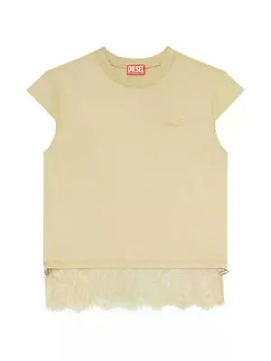 DIESEL® Jersey T-shirt With Lace Hem