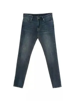 Emporio Armani Faded Effect Logo Plaque Jeans