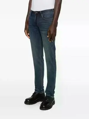 Emporio Armani Faded Effect Logo Plaque Jeans