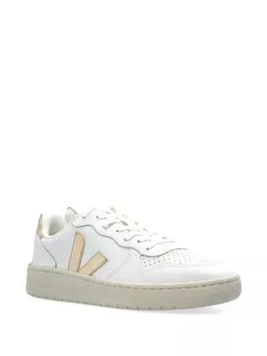 VEJA V-10 Platine Leather Sneakers - White