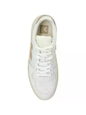 VEJA V-10 Platine Leather Sneakers - White