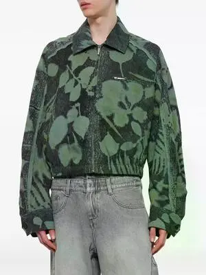 FENG CHEN WANG Plant-dye Cropped Bomber Jacket