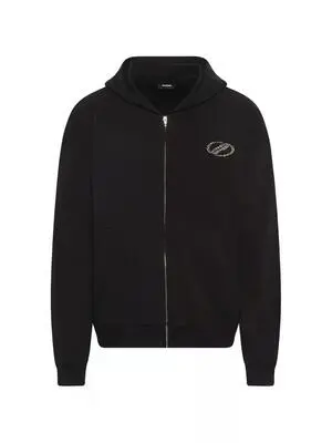 We11Done Rhinestone Logo Zip-up Hoodie
