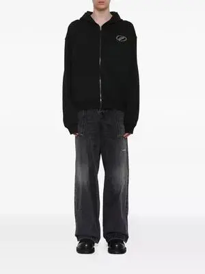 We11Done Rhinestone Logo Zip-up Hoodie