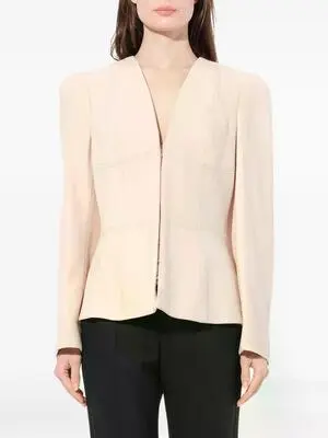 Alexander McQueen Cream Wool Peplum Jacket