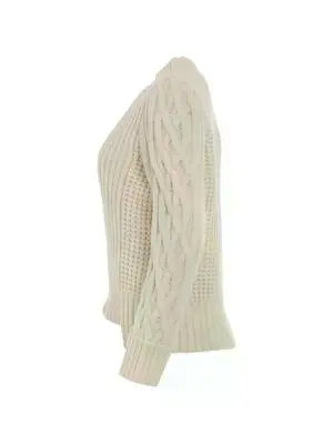 Sacai Cable-knit Ribbed High Neck Sweater