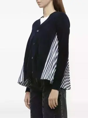 Sacai Pleated Striped Cardigan