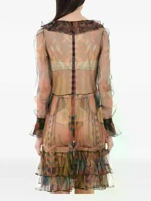 Givenchy Ruffled Geometric Print Sheer Dress
